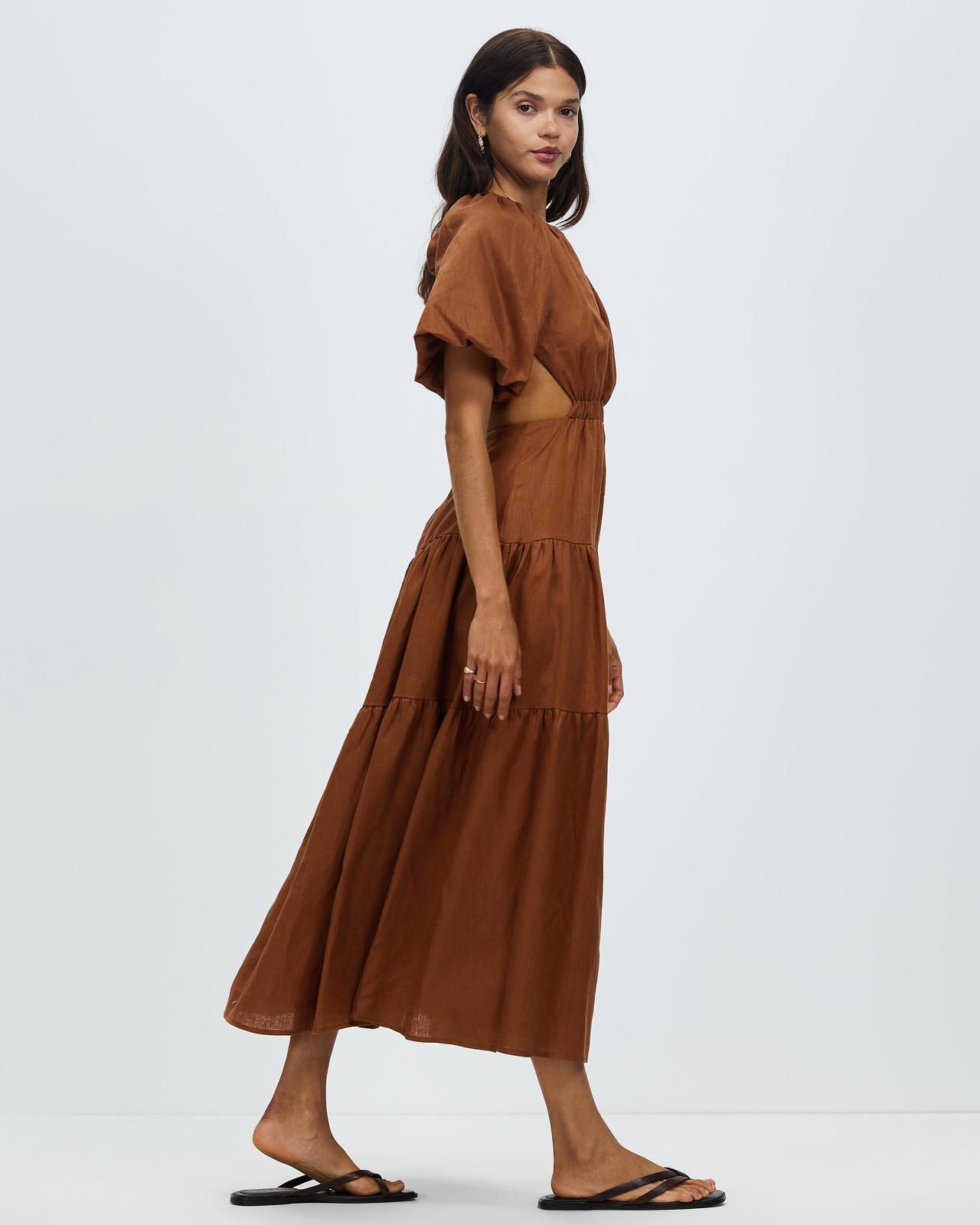 AERE Open Back Linen Midi Dress - AirRobe