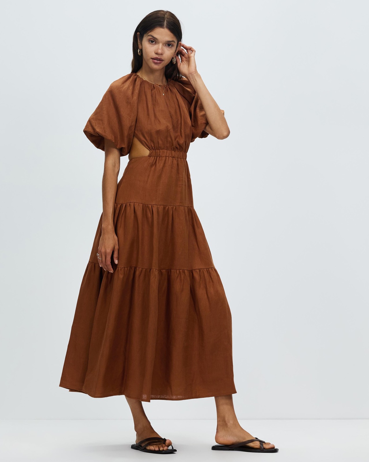 AERE Open Back Linen Midi Dress - AirRobe