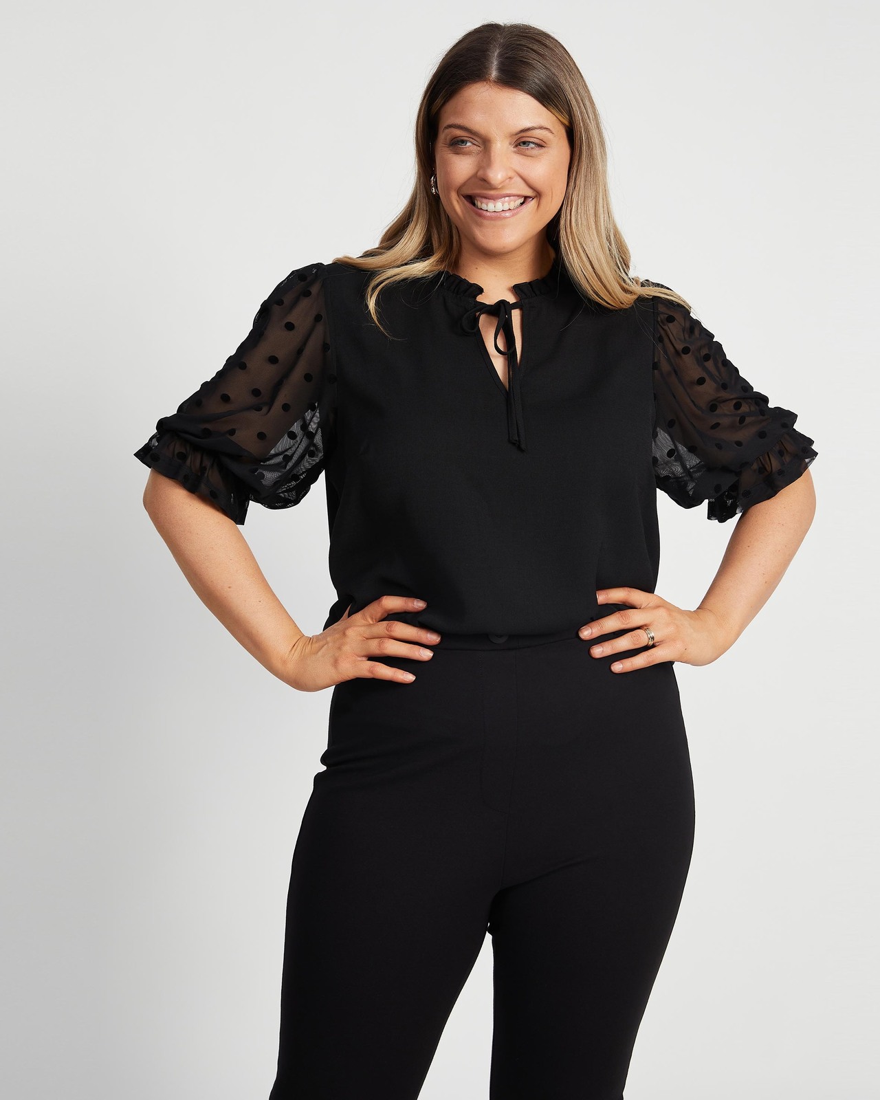 Lia Contrast Puff Sleeve Blouse Airrobe