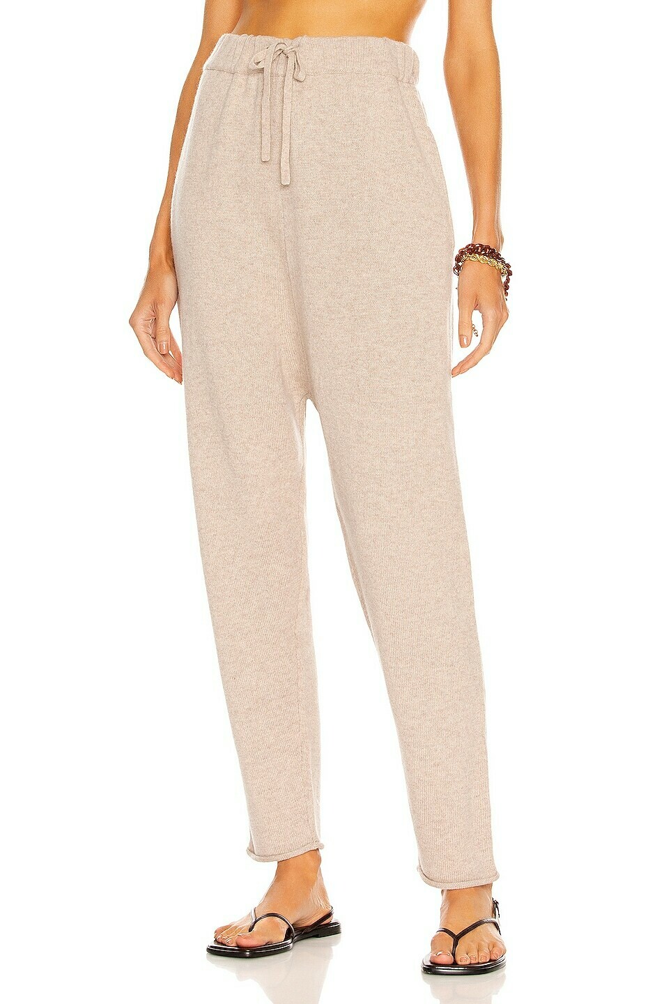 CO CO Knit Drawstring Jogger in Sand Melange - AirRobe