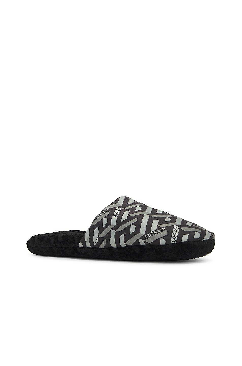 VERSACE VERSACE Greca Signature House Slippers in Nero & Grigio - AirRobe