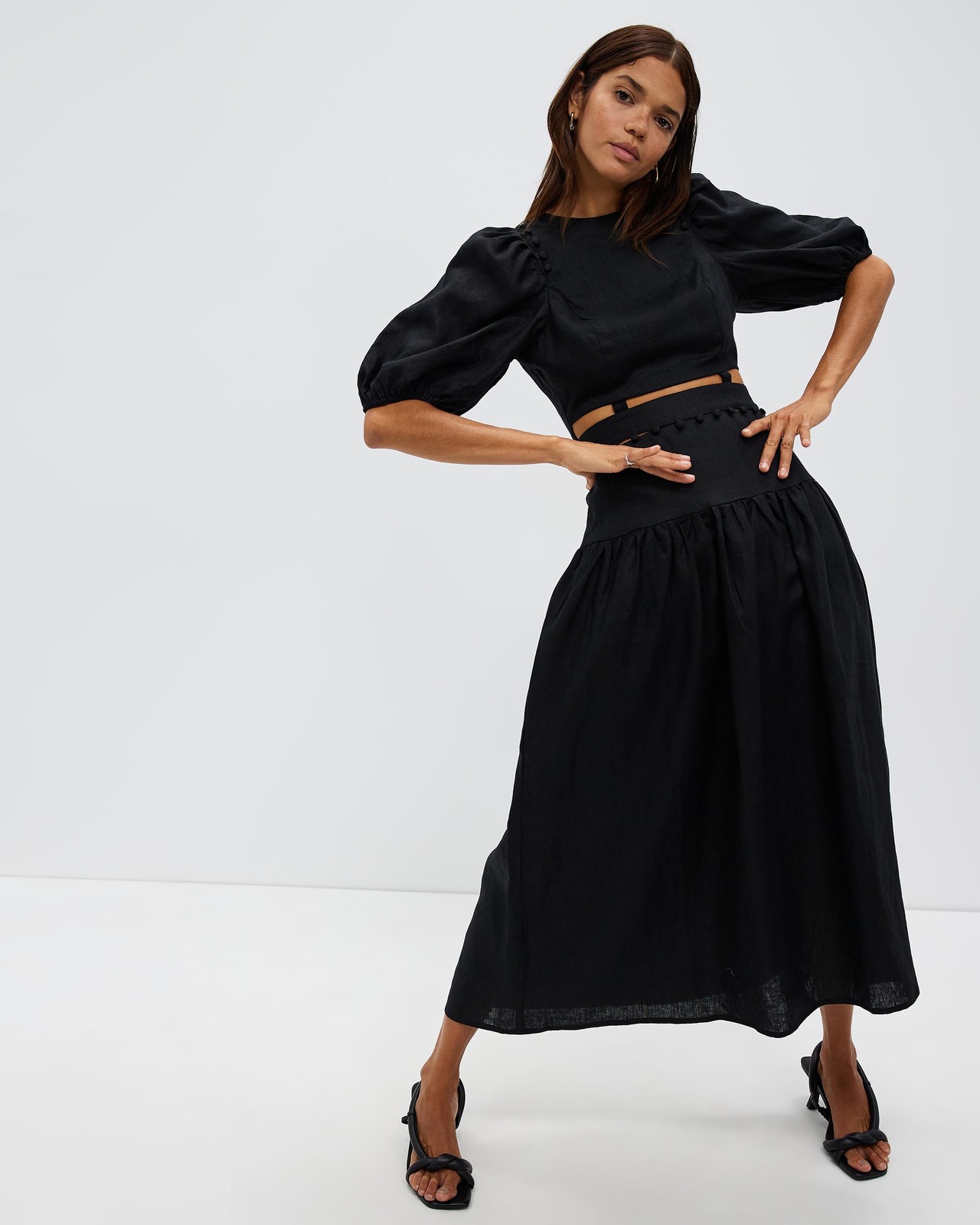 Aere Button Detail Maxi Dress Airrobe