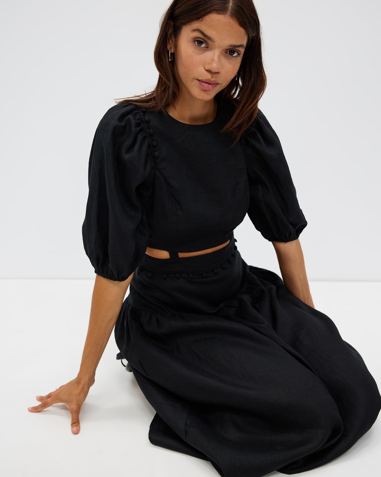 Aere Button Detail Maxi Dress Airrobe