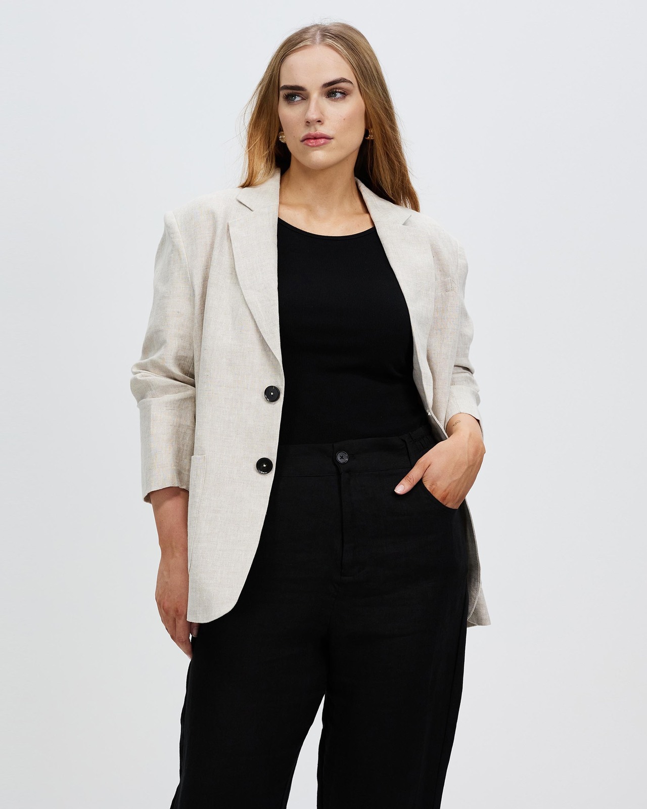 Aere Oversized Linen Blazer Airrobe