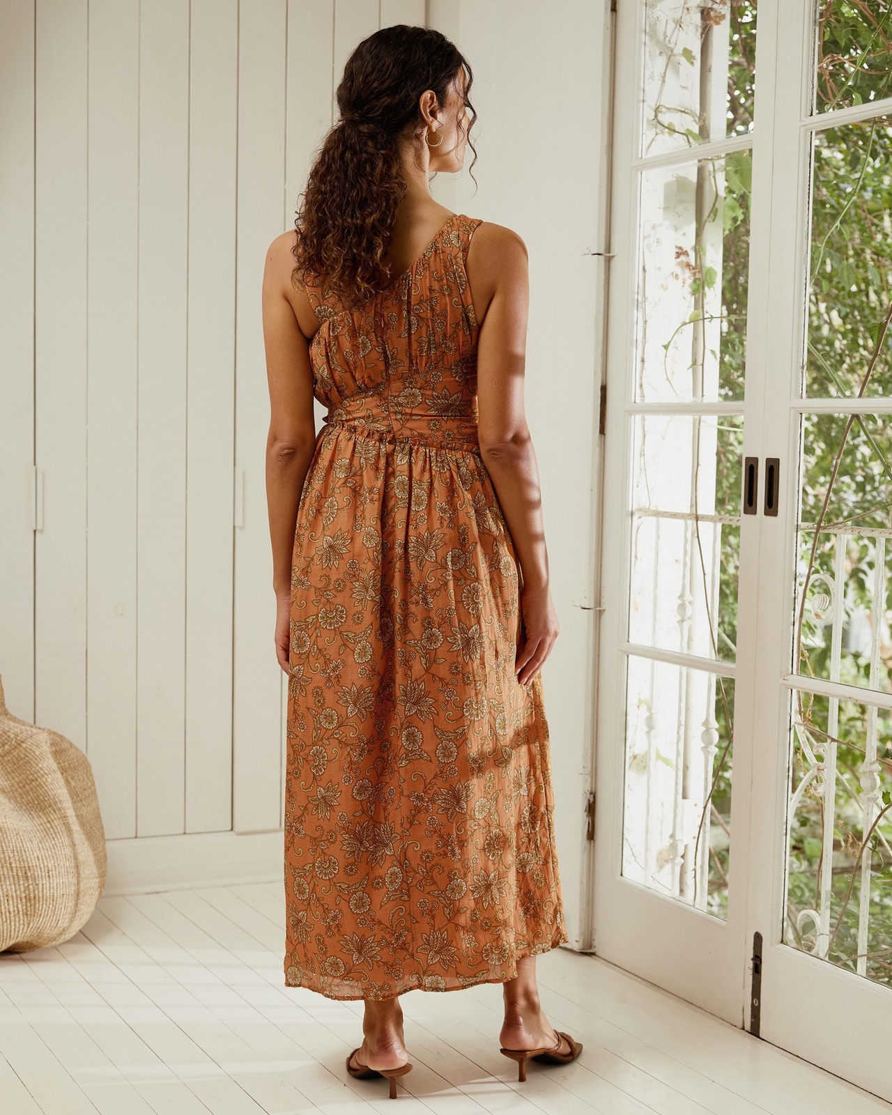 Aere Pleated Bodice Midi Dress Airrobe
