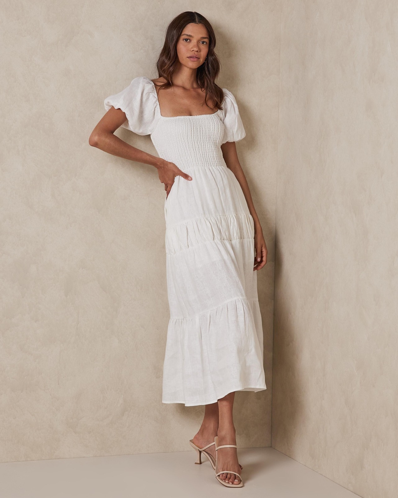 AERE Pleated Panel Linen Dress - AirRobe