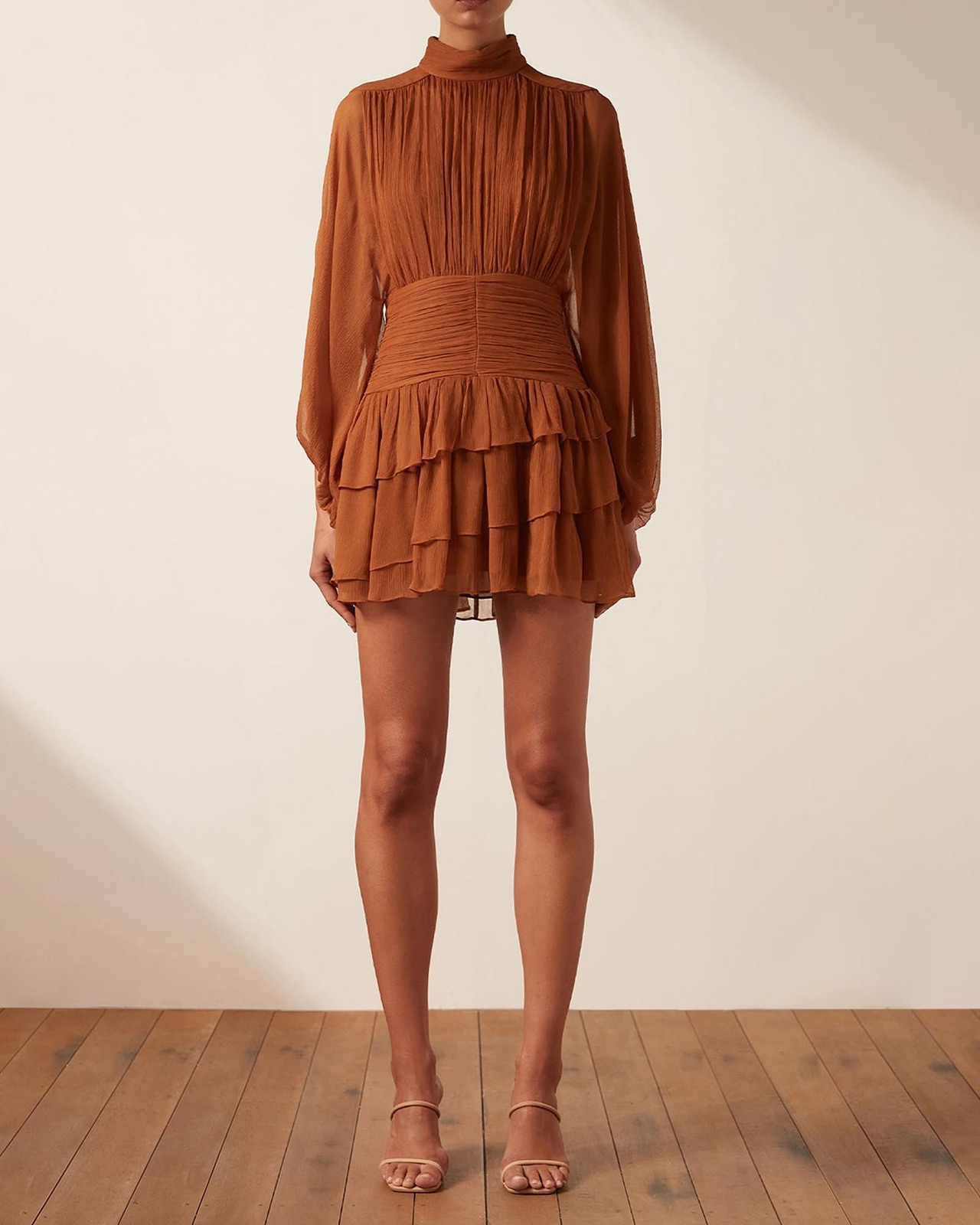 Noemi Long Sleeve Ruched Mini Dress - AirRobe