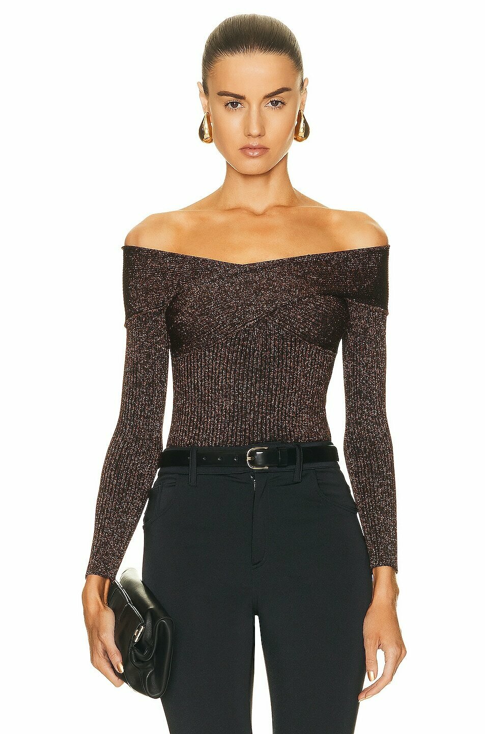 self-portrait self-portrait Off Shoulder Top in Brown - AirRobe