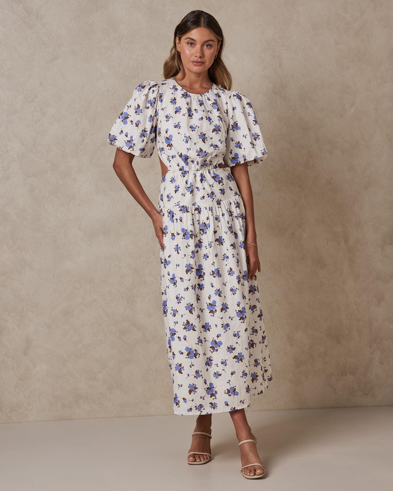 Aere Cut Out Linen Maxi Dress Airrobe