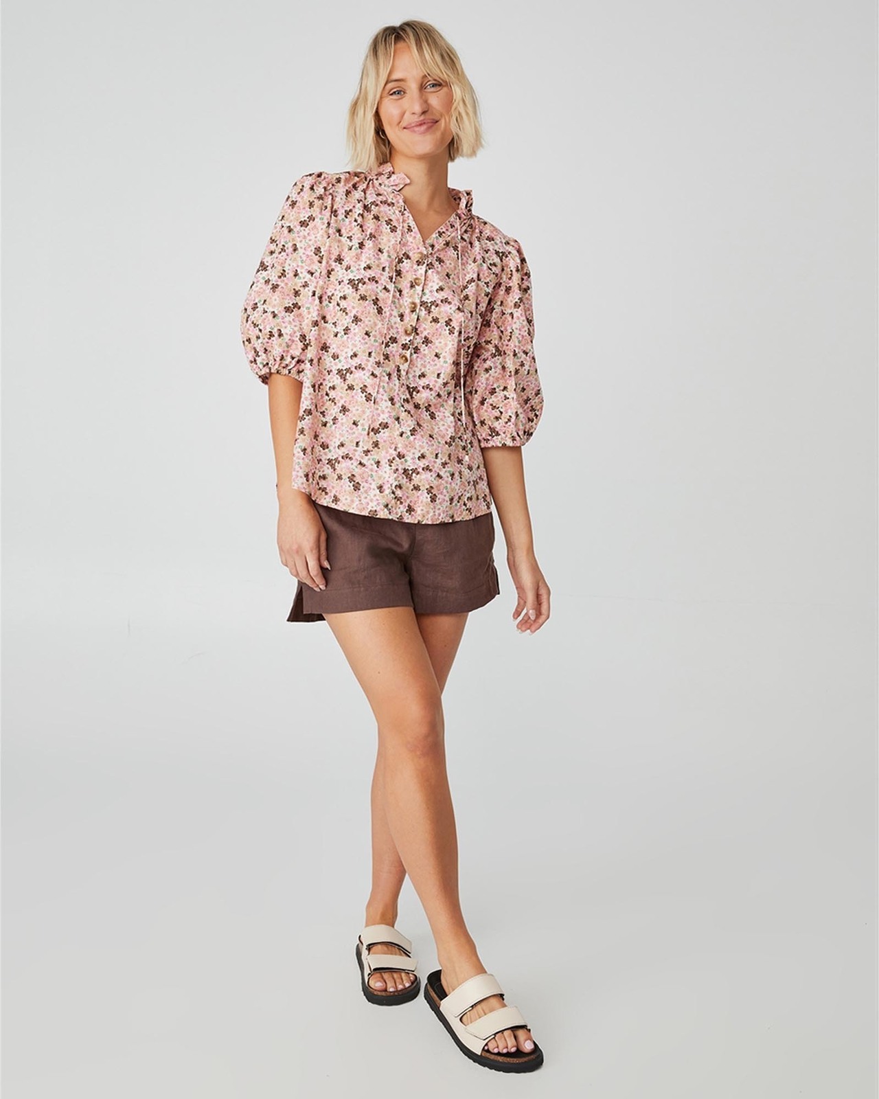 Ceres Life Ruffle Neck Tunic In Rescue Poplin - AirRobe
