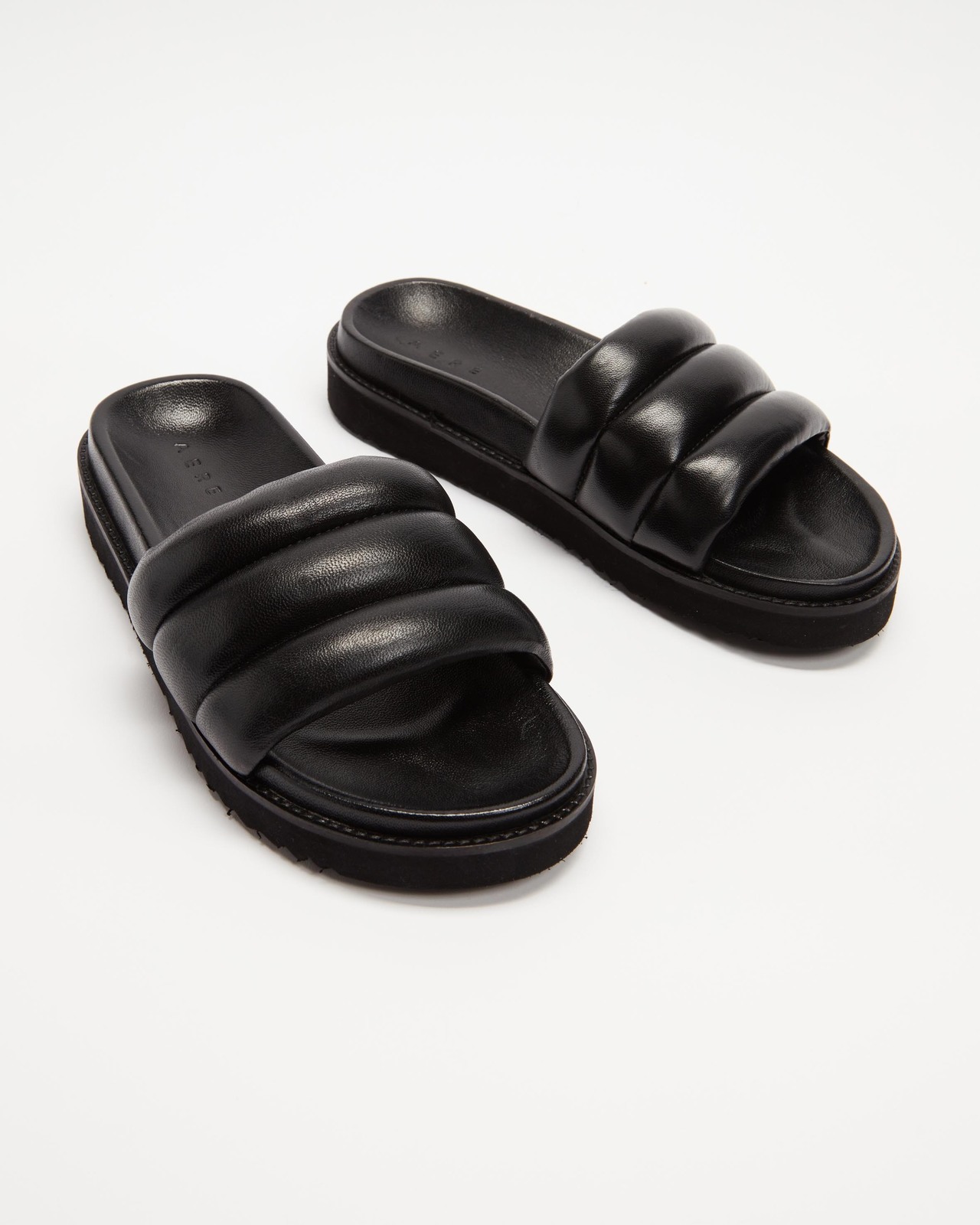 AERE Leather Cloud Slides - AirRobe