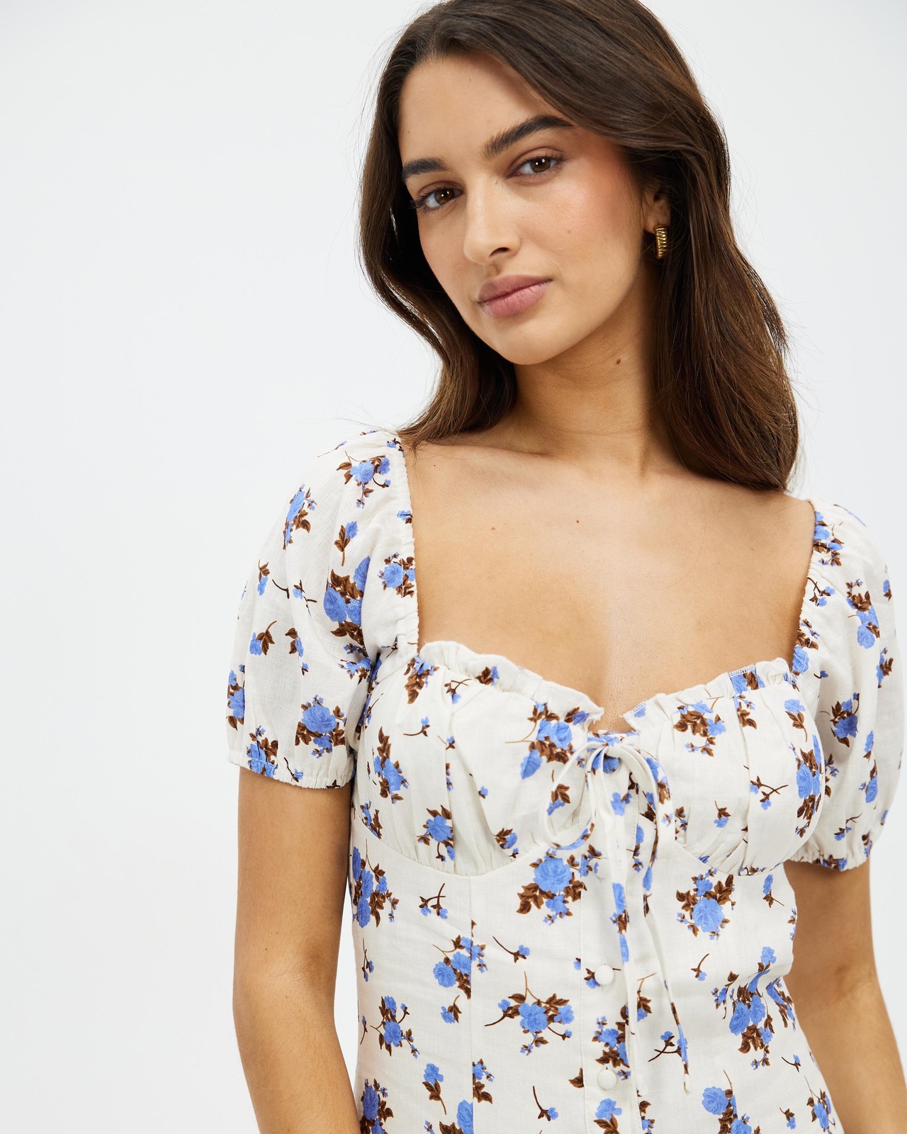 AERE Sweetheart Neckline Linen Midi Dress - AirRobe