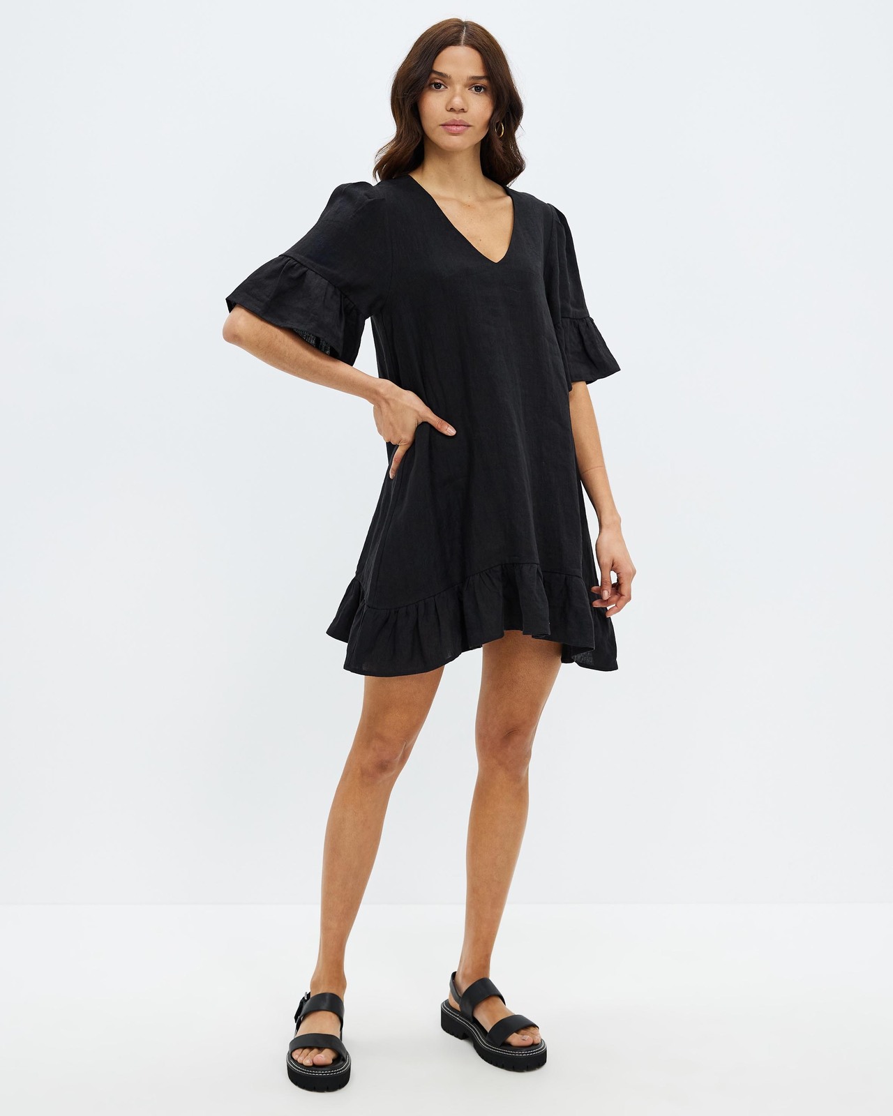 AERE Tiered Linen Dress - AirRobe