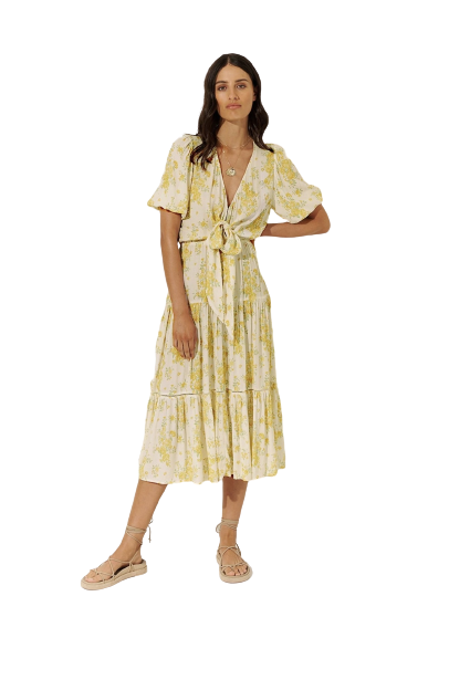 Marielle Tie Front Midi Dress Bnwt Size Airrobe