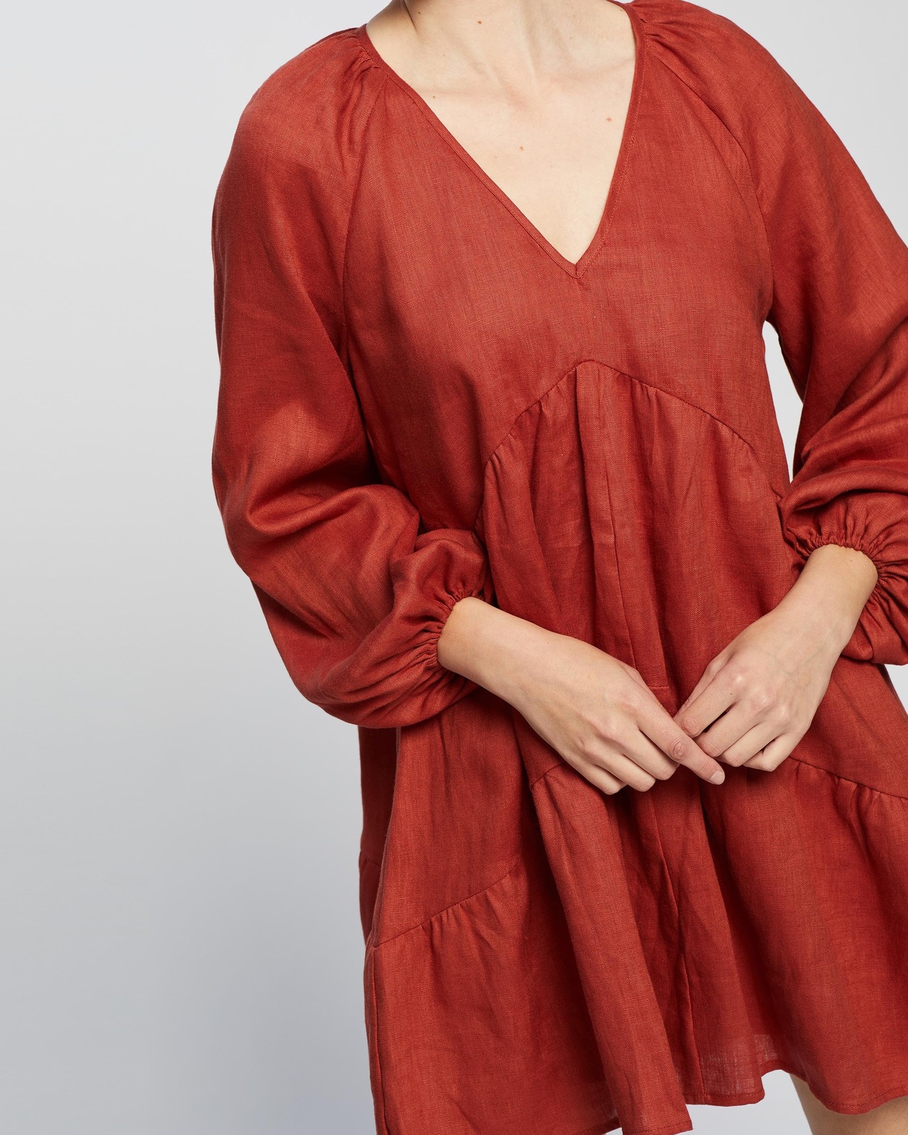 Aere Linen Tiered Smock Airrobe