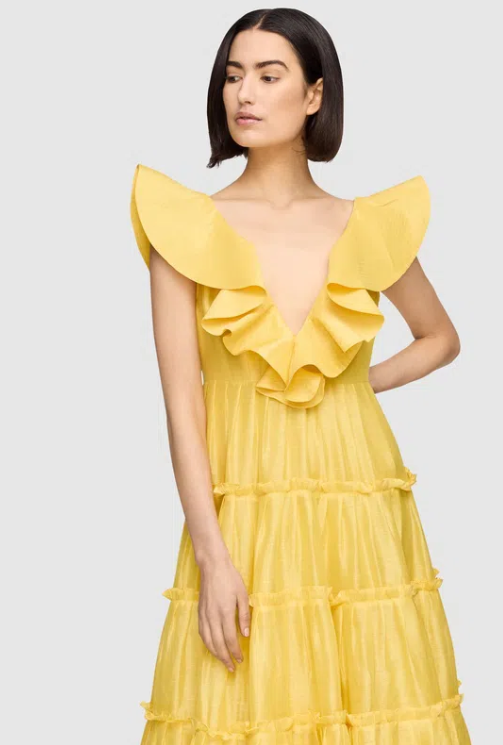 LEO LIN THE LIMON SILK LINEN DRESS YELLOW SIZE 10 - AirRobe