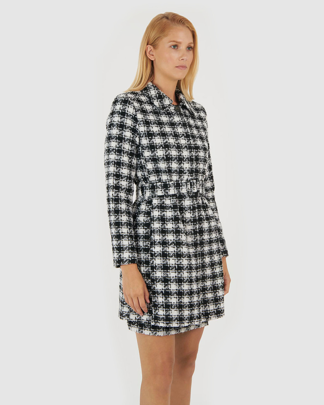 Forcast Brielle Tweed Check Coat - AirRobe