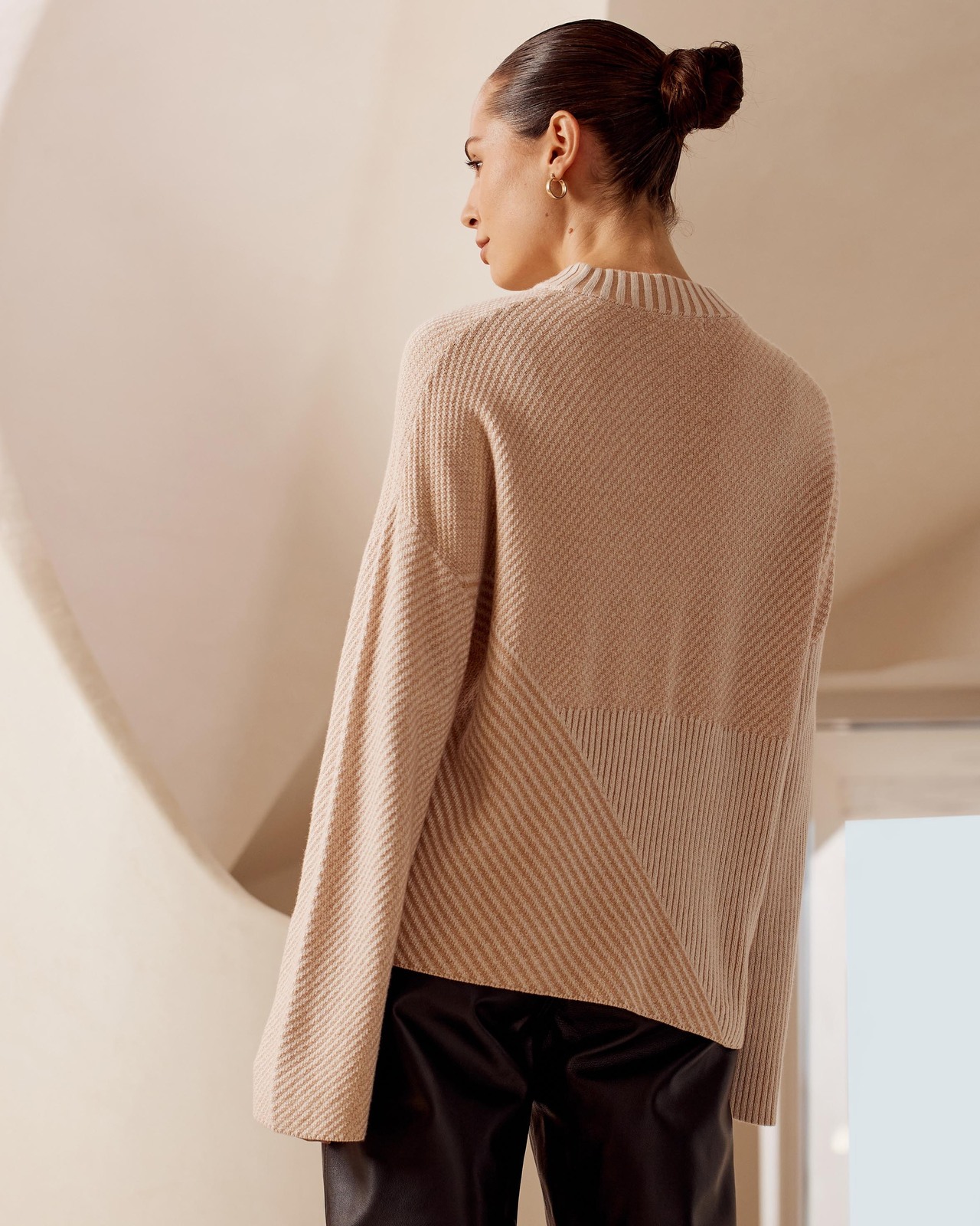 Aere Organic Cotton Mixed Panel Knit Jumper Airrobe