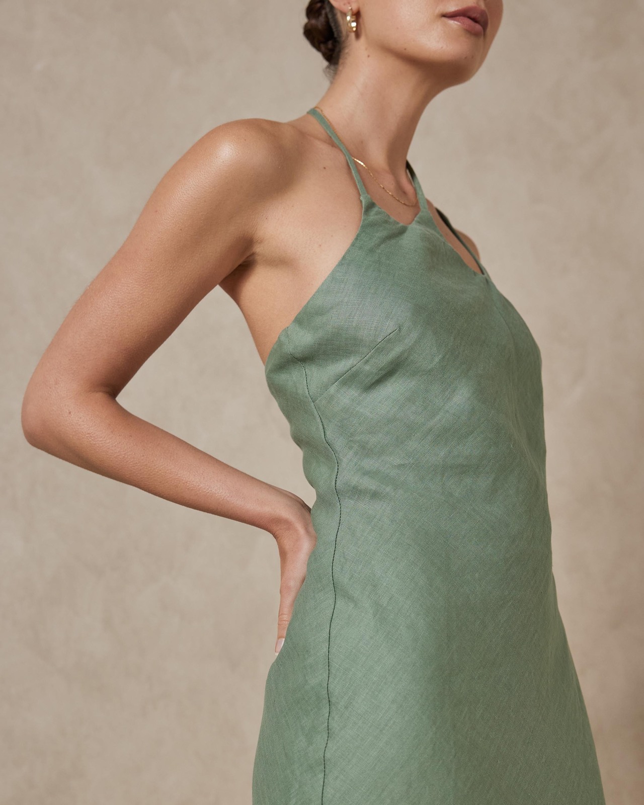 Aere Cut Out Linen Dress Airrobe
