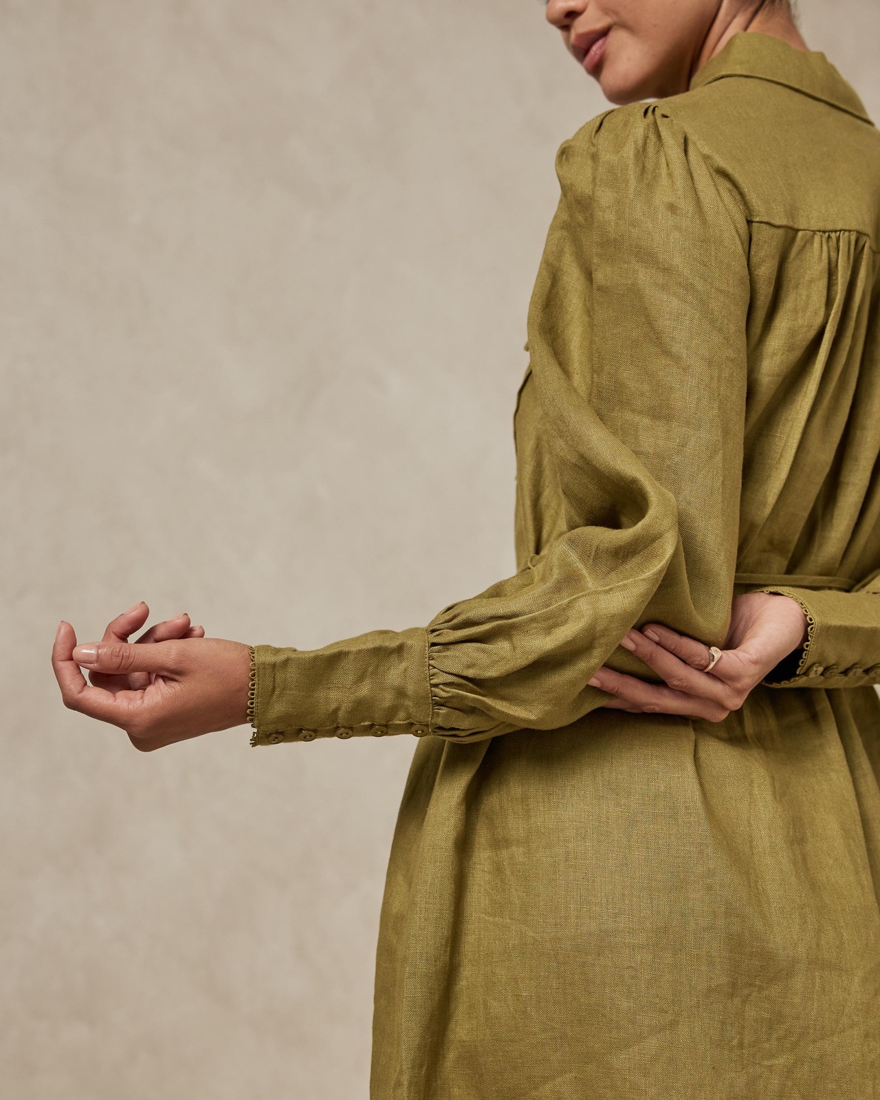 AERE Collared Linen Shirt Dress - AirRobe