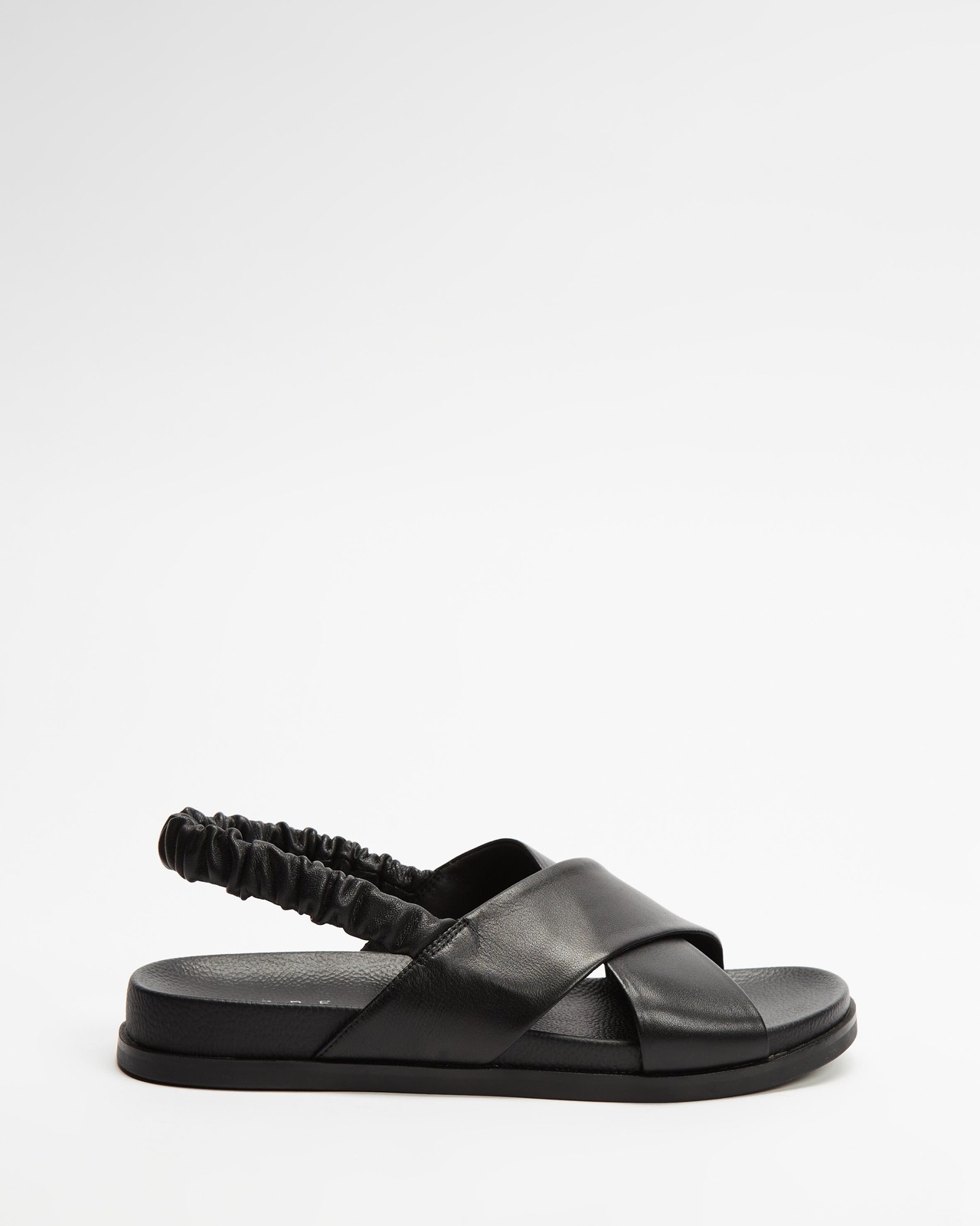 Aere Ruched Ankle Strap Crossover Leather Footbed Sandals Airrobe
