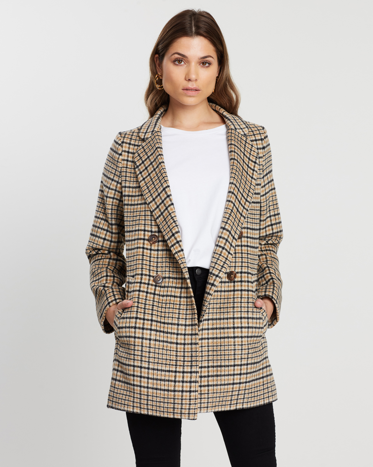 Check Wool Blend Coat - AirRobe