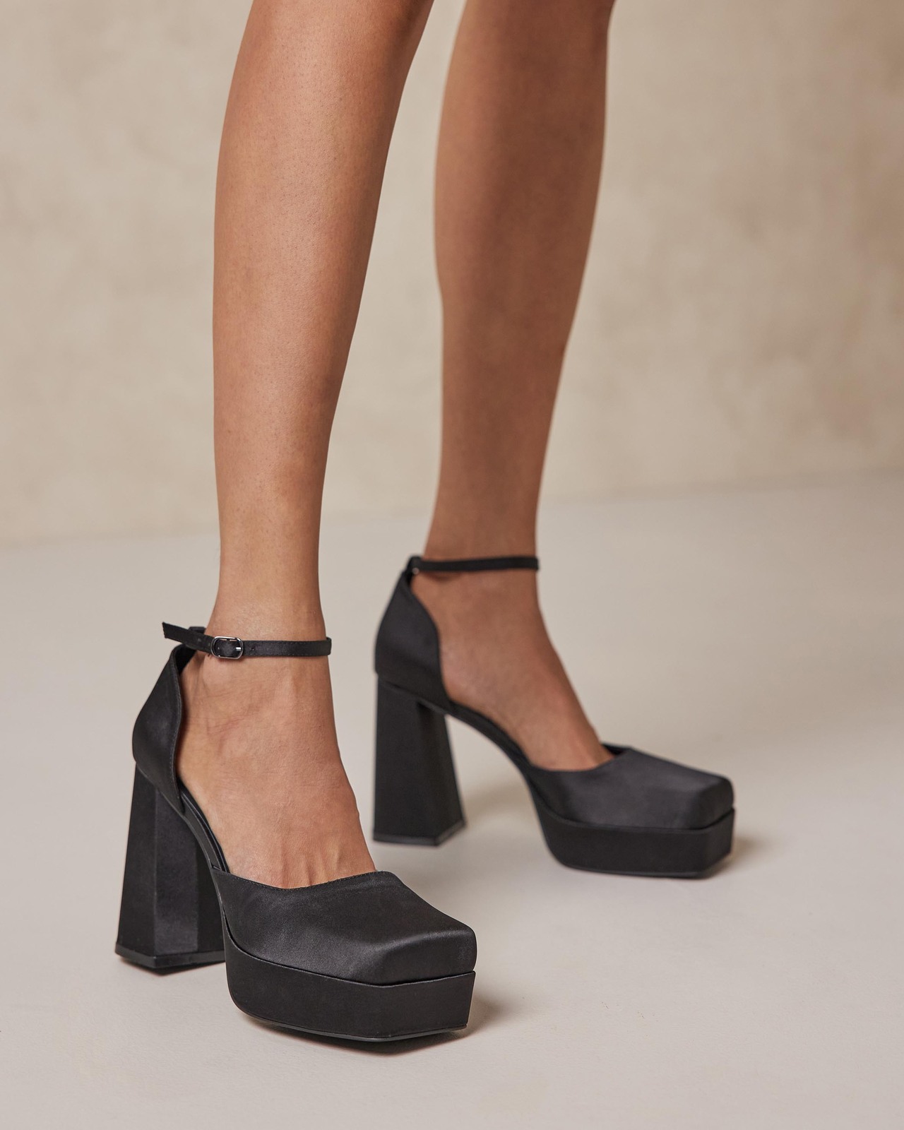 AERE Satin Closed Toe Platforms - AirRobe