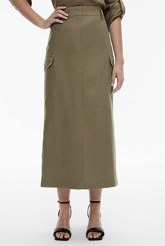 Witchery Linen Maxi Utility Skirt Airrobe