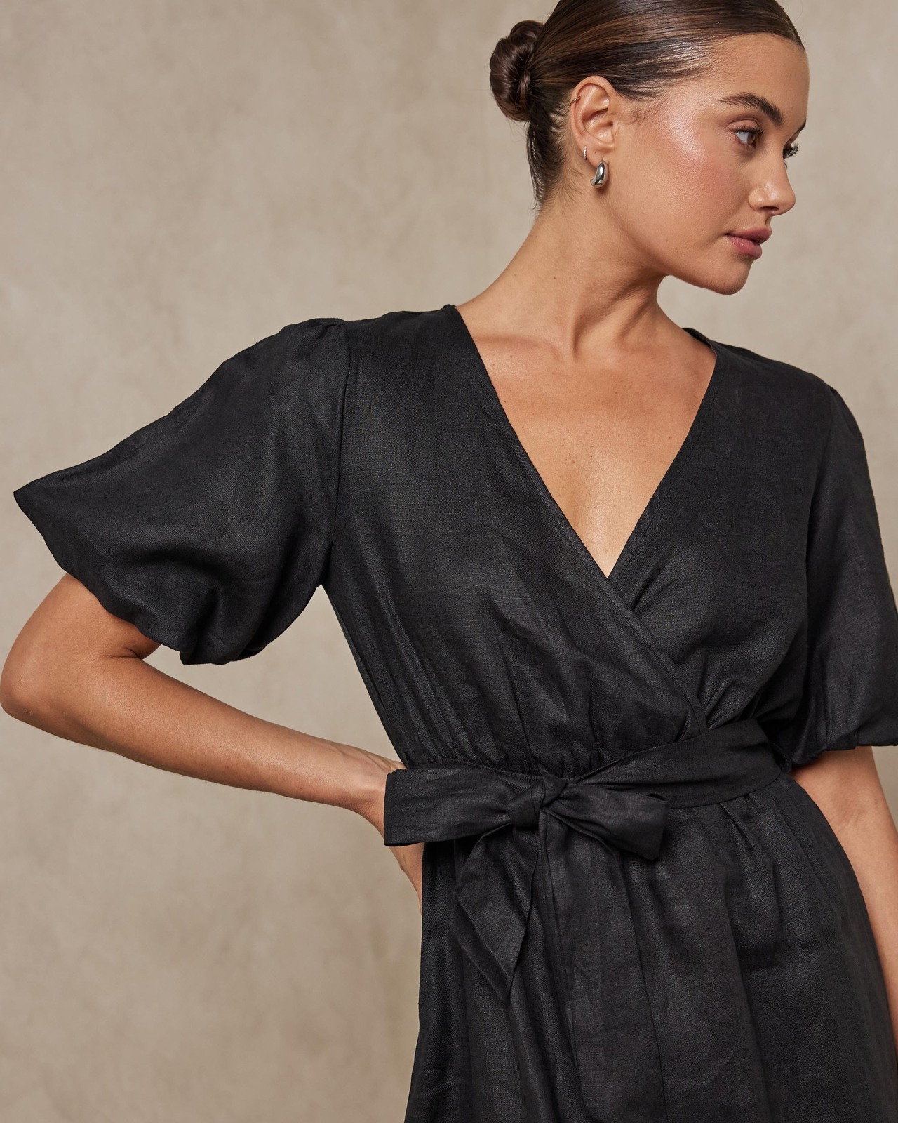 Aere Linen Wrap Dress Airrobe