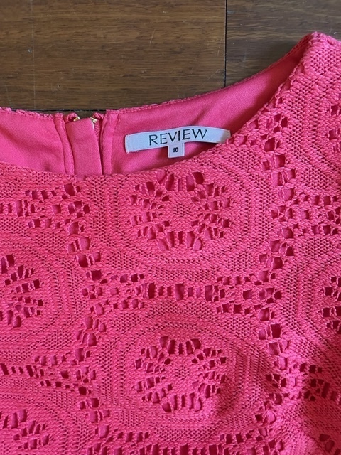 Review Ruby Red Crochet Mini Shift Dress - AirRobe