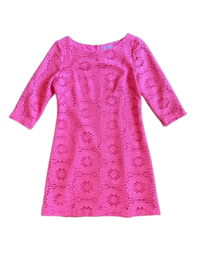 Ruby Red Crochet Mini Shift Dress - AirRobe