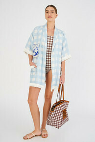 Oroton Patched Gingham Robe Pale Blue - AirRobe