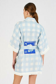 Oroton Patched Gingham Robe Pale Blue - AirRobe