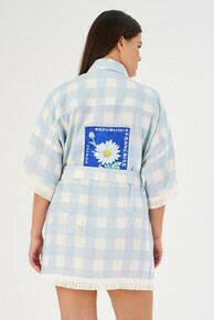 Oroton Patched Gingham Robe Pale Blue - AirRobe