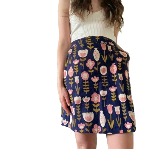 Princess Highway Cotton Navy Blue Floral A Line Mini Skirt Airrobe